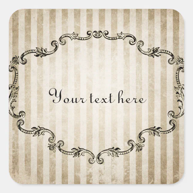 Ornate Vintage Frame Customizable Square Sticker | Zazzle