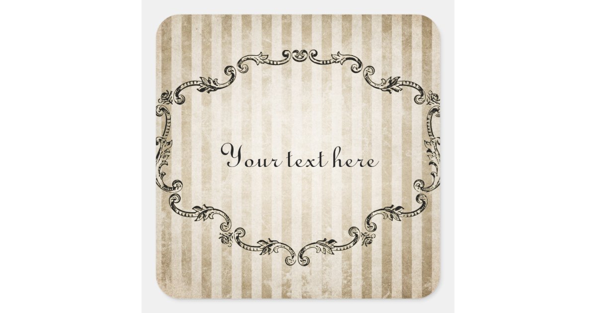 Ornate Vintage Frame Customizable Square Sticker | Zazzle