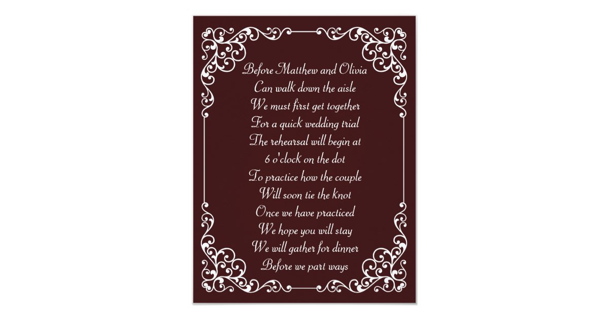 Ornate Vintage Rehearsal Dinner Poem Invites | Zazzle.com