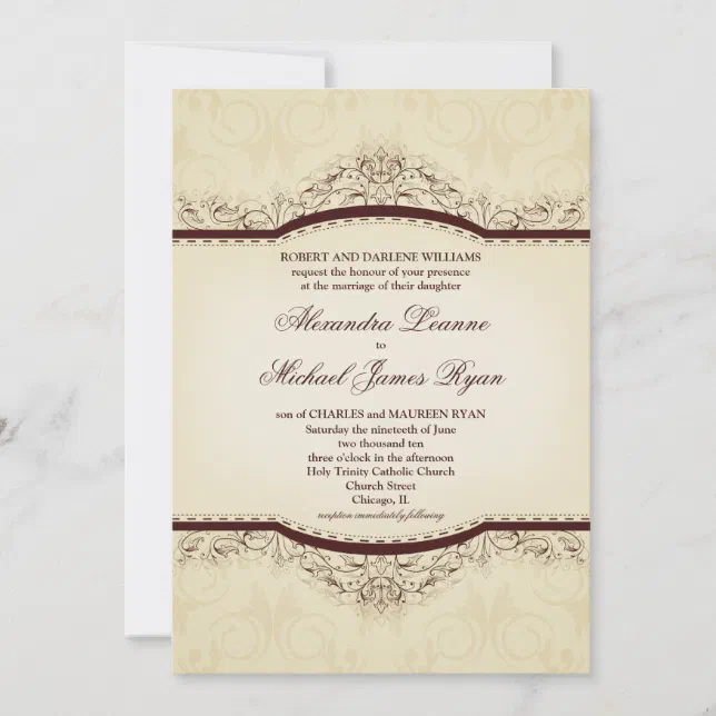 Ornate Vintage Wedding Invitations | Zazzle