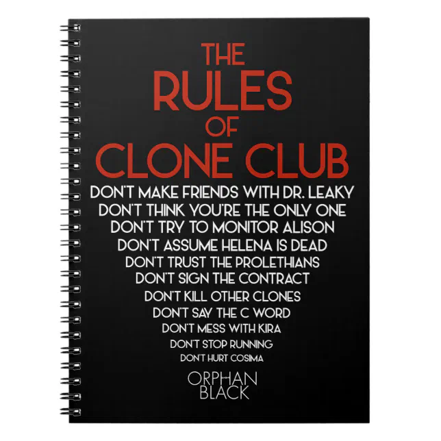 Orphan Black | The Rules of Clone Club Notebook | Zazzle