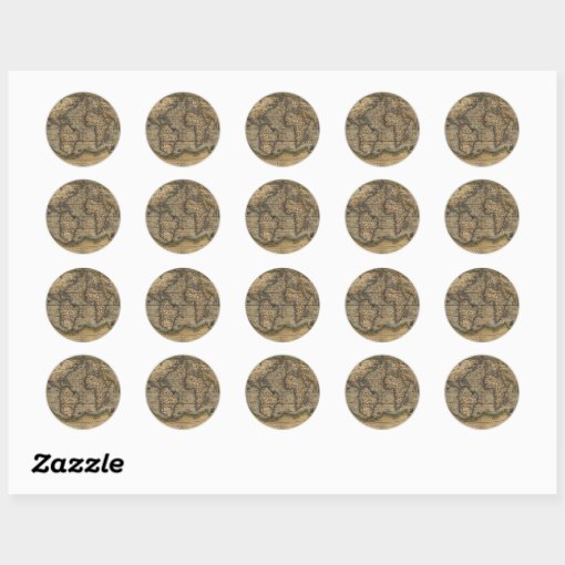 Ortelius World Map Classic Round Sticker | Zazzle Ortelius World Map Classic Round Sticker | Zazzle