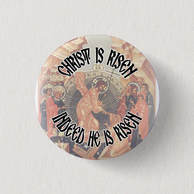 Orthodox Christian Christ is Risen Small Button | Zazzle