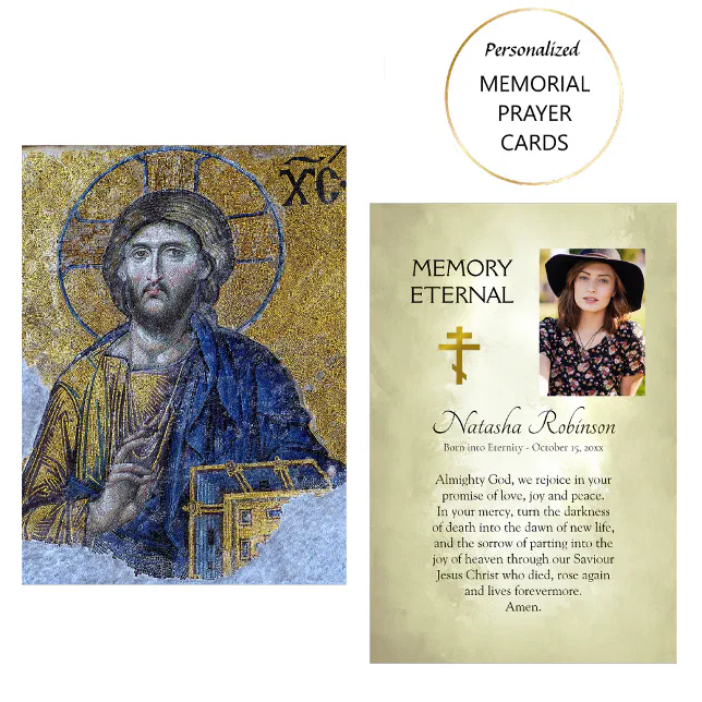 Orthodox Christian Funeral Jesus Icon Prayer Card | Zazzle