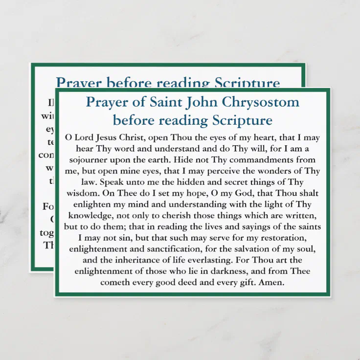 Orthodox prayer before reading scripture card | Zazzle