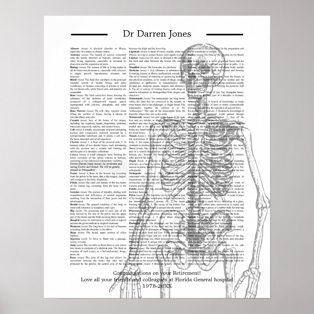 orthopaedic Dr surgeon radiologist Retirement Gift Poster | Zazzle