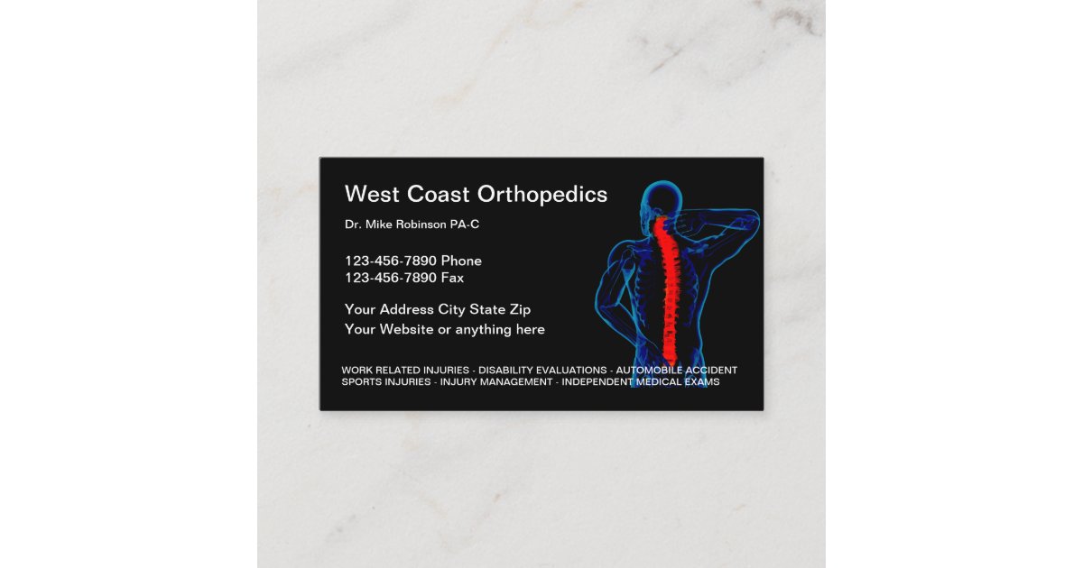 Orthopedic Doctor Medical Business Cards | Zazzle