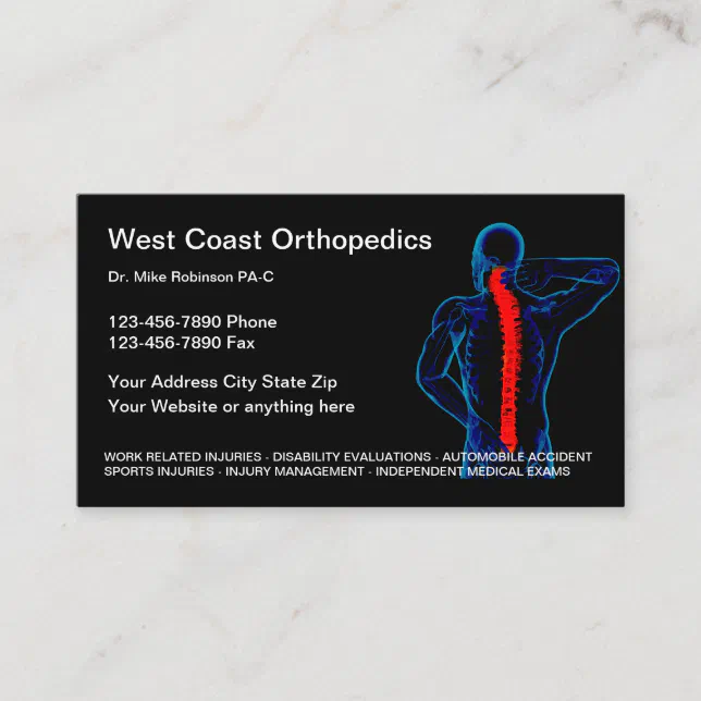 Orthopedic Doctor Medical Business Cards | Zazzle