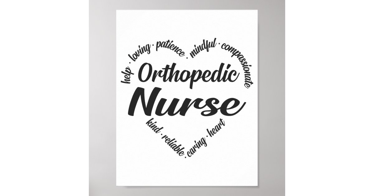 Orthopedic Nurse Heart Word Cloud Poster | Zazzle