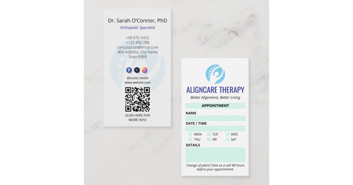 Orthopedic Rehab Clinic | Modern Appointment Business Card | Zazzle