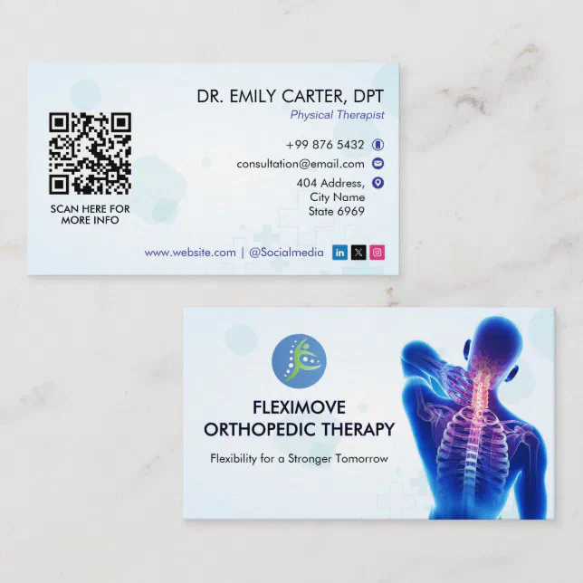 Orthopedic Therapy Clinic | Modern White Business Card | Zazzle