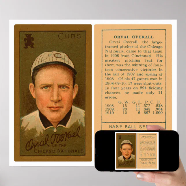 Orval Overall Cubs Baseball 1911 Poster | Zazzle