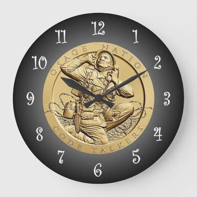 Osage Code Talkers Bronze Medal ~ Large Clock | Zazzle