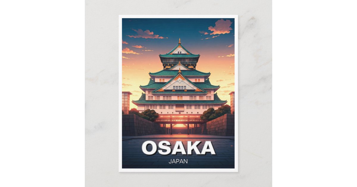 Osaka Castle Japan sunset Travel Postcard | Zazzle