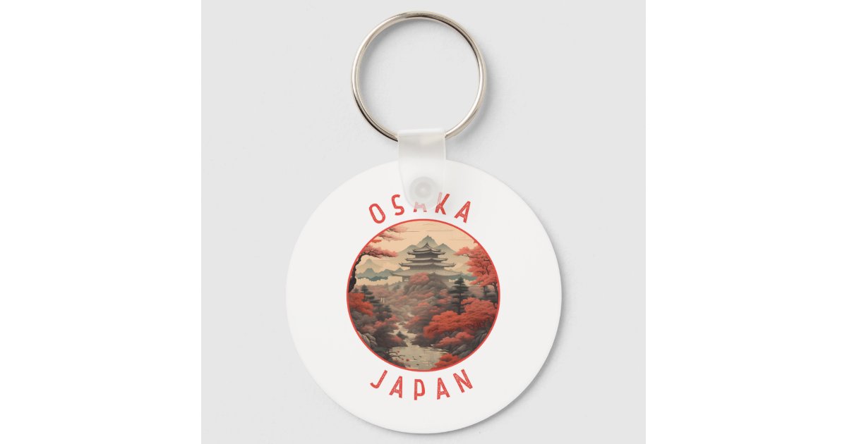 Osaka Japan Retro Distressed Circle Keychain | Zazzle