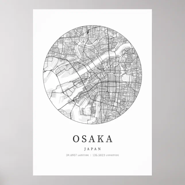Osaka Japan Street Layout Map Poster | Zazzle
