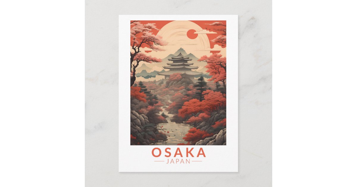 Osaka Japan Travel Art Vintage Postcard | Zazzle