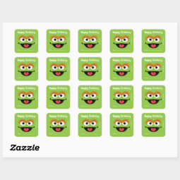 Oscar the Grouch | A Gift From - Birthday Square Sticker | Zazzle