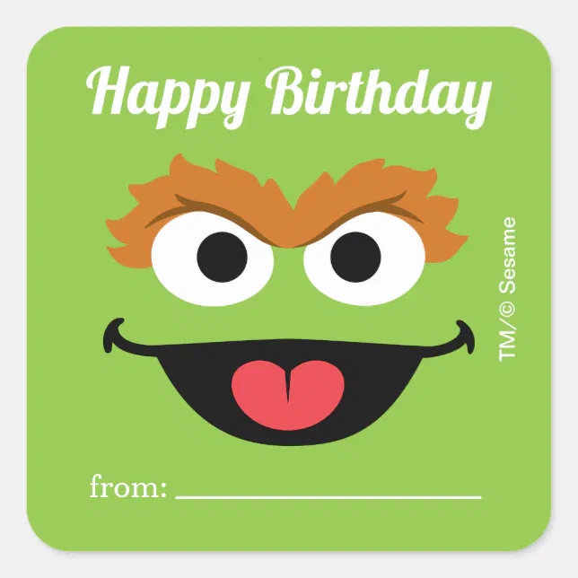 Oscar the Grouch | A Gift From - Birthday Square Sticker | Zazzle