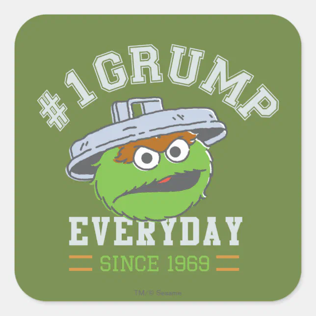 Oscar the Grouch Number 1 Square Sticker | Zazzle