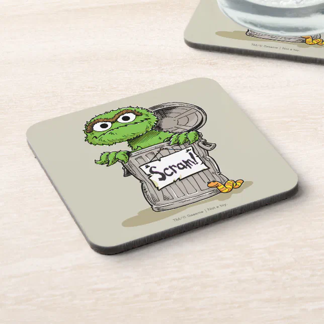 Oscar the Grouch Scram Beverage Coaster | Zazzle