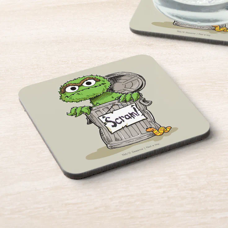 Oscar the Grouch Scram Beverage Coaster | Zazzle
