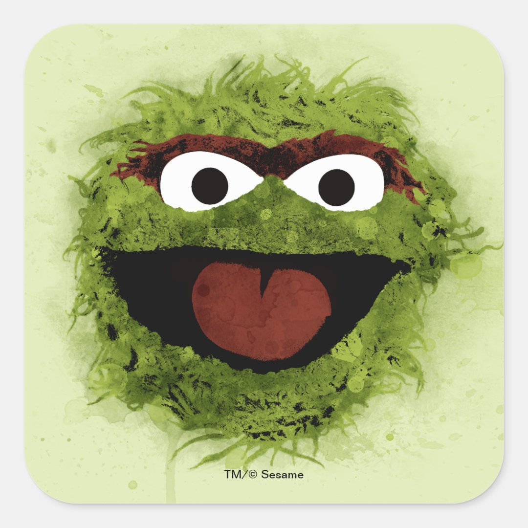 Oscar the Grouch | Watercolor Trend Square Sticker | Zazzle