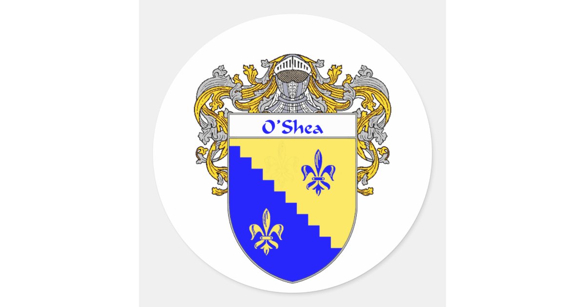 O'Shea Coat of Arms (Mantled) Classic Round Sticker | Zazzle
