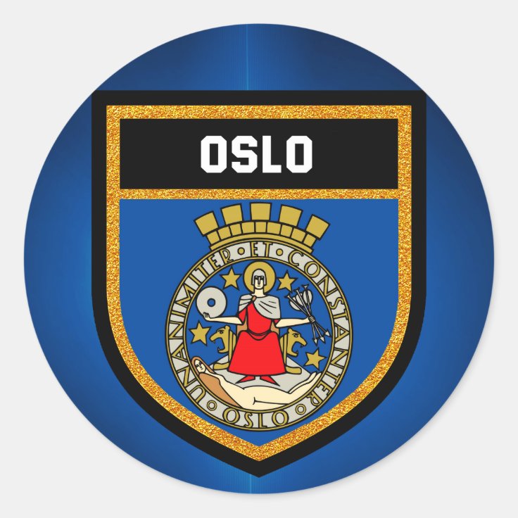 Oslo Flag Classic Round Sticker | Zazzle