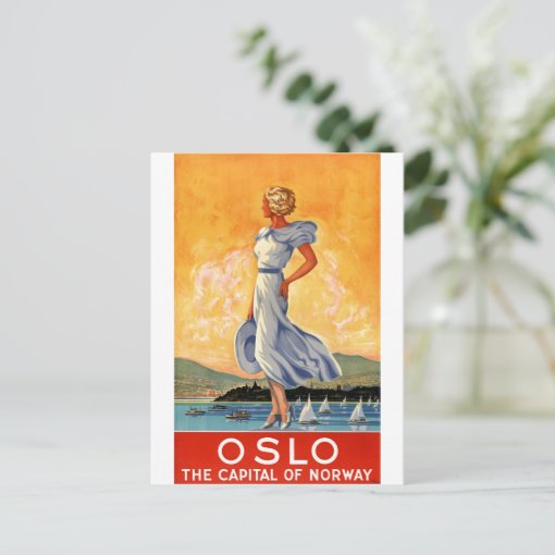 Oslo Norway Vintage Travel Poster Restored Postcard | Zazzle