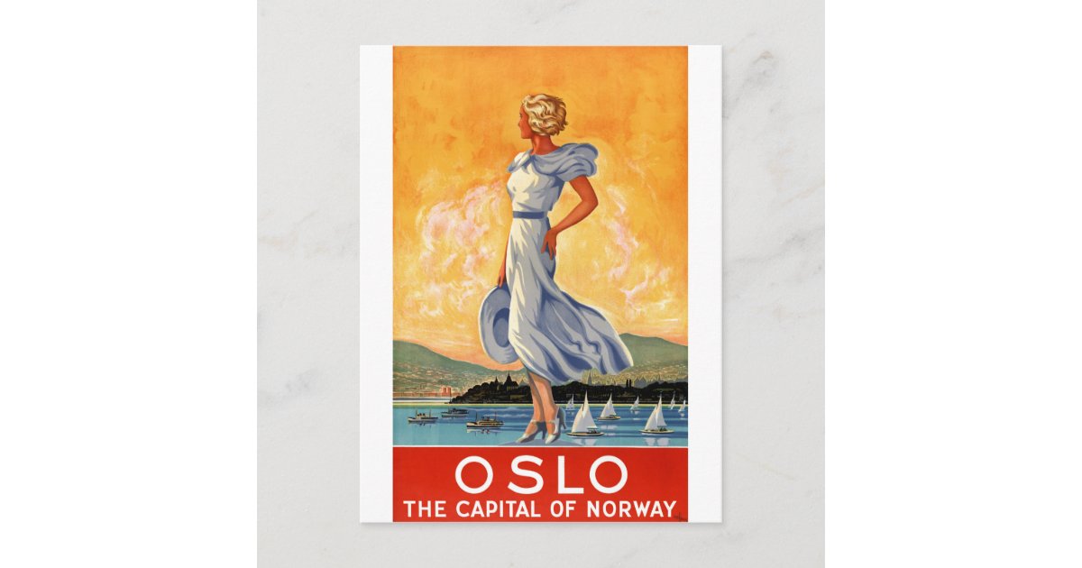 Oslo Norway Vintage Travel Poster Restored Postcard | Zazzle