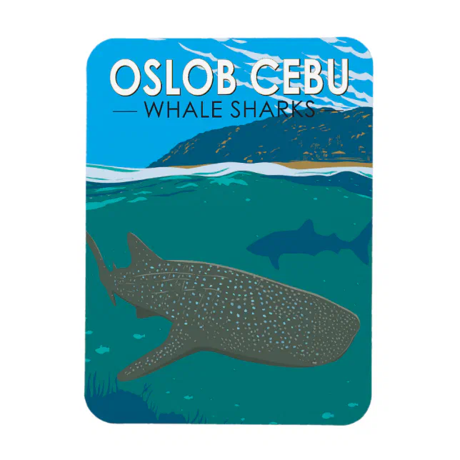 Oslob Cebu Philippines Whale Shark Travel Vintage Magnet | Zazzle