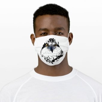 Osprey Drawing Black and White Piercing Eyes Adult Cloth Face Mask | Zazzle