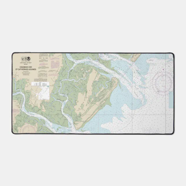 Ossabaw and St Catherines Sounds Nautical Chart Desk Mat | Zazzle