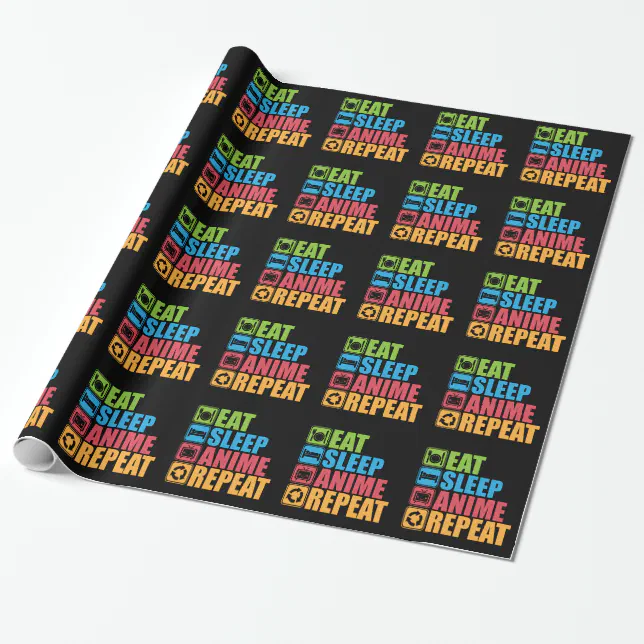 Otaku - Eat, Sleep, Anime, Repeat - Manga, Funny Wrapping Paper | Zazzle