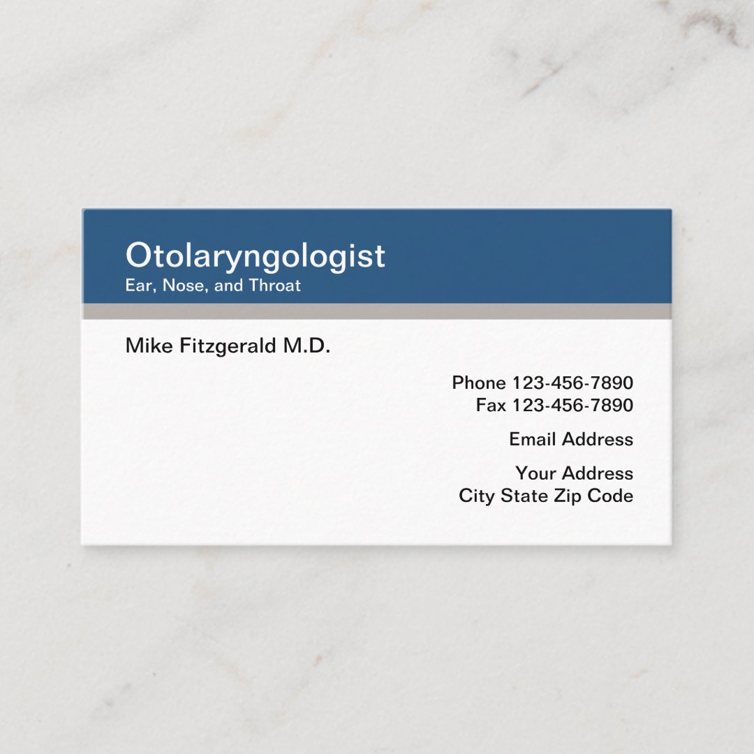 Otolaryngologist Ear Nose Throat Doctor Business Card | Zazzle