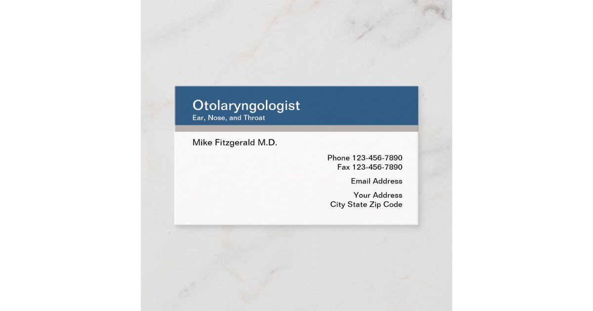 Otolaryngologist Ear Nose Throat Doctor Business Card | Zazzle