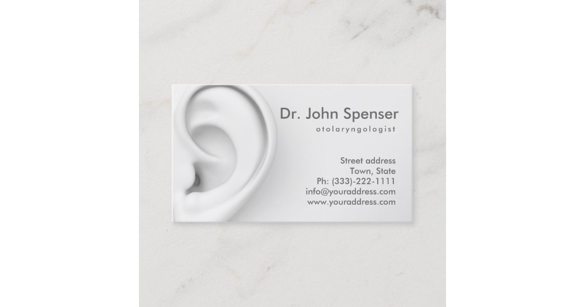 Otolaryngology Ears Doctor Grey Business Card | Zazzle