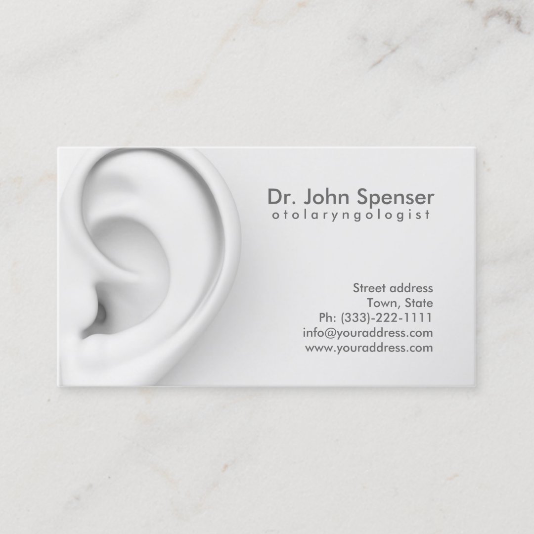 Otolaryngology Ears Doctor Grey Business Card | Zazzle