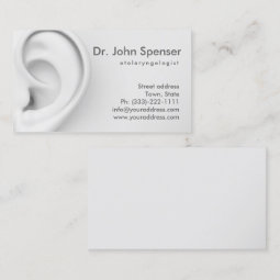 Otolaryngology Ears Doctor Grey Business Card | Zazzle