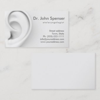 Otolaryngology Ears Doctor Grey Business Card | Zazzle