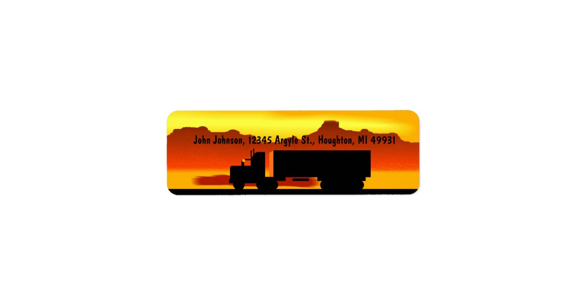 OTR Trucking Sundown Semi Return Address Labels | Zazzle