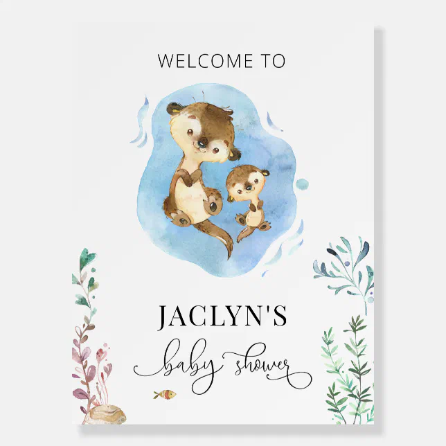 Otter Family Baby Shower Welcome Sign | Zazzle