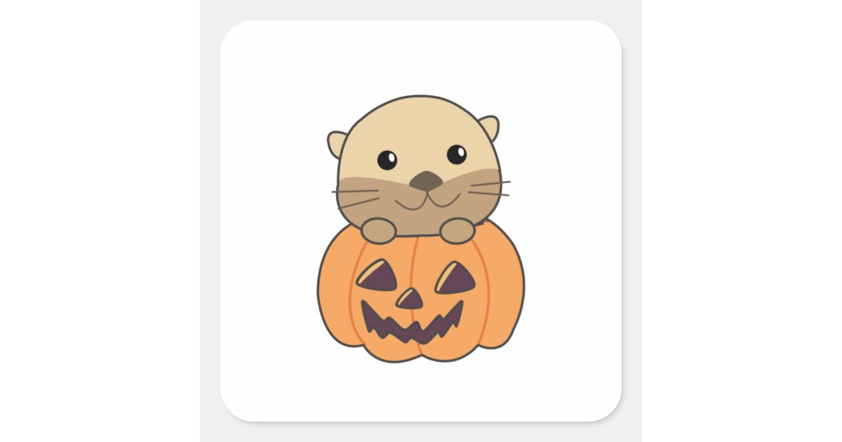 Otter In Pumpkin Orange Koalas Halloween Otters Square Sticker | Zazzle