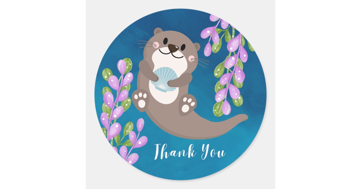 Otter Thank You Sticker | Zazzle