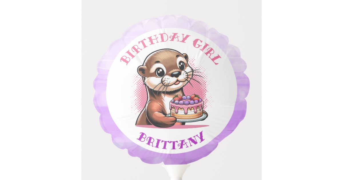 Otter Themed Birthday Girl Balloon | Zazzle