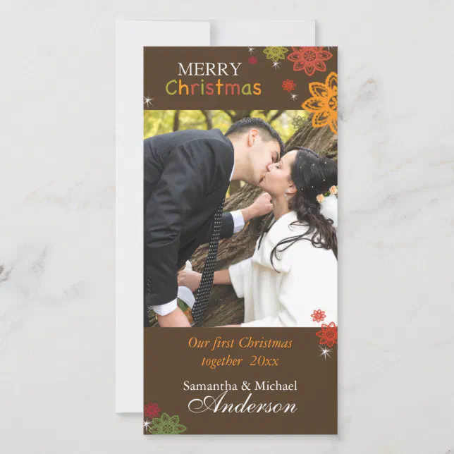 Our 1st Christmas Together Lovely Couple Photo Holiday Card | Zazzle