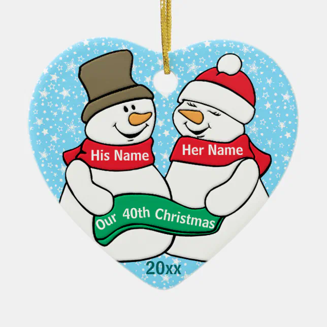 Our 40th Christmas Ceramic Ornament | Zazzle