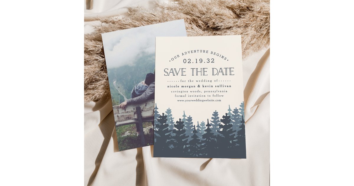 Our Adventure Begins | Double Sided Photo Wedding Save The Date | Zazzle