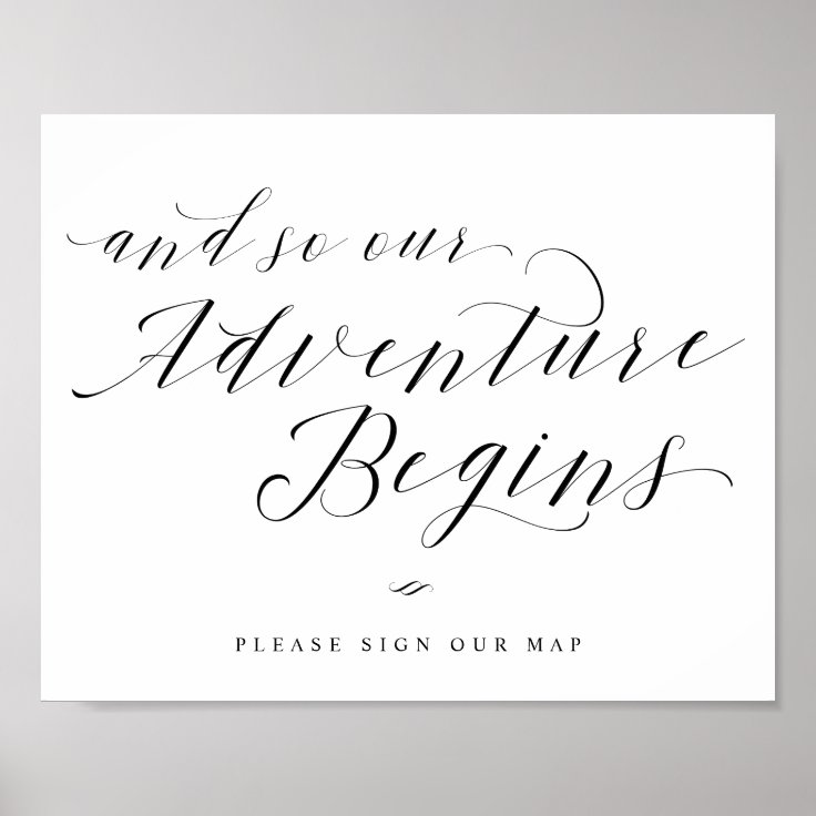 Our Adventure Begins Guest Book Map Wedding Sign | Zazzle